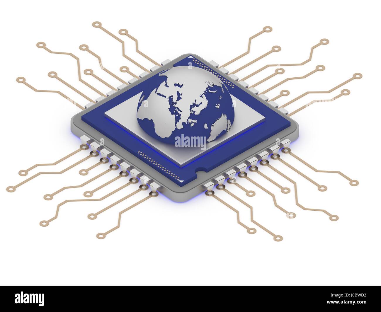 world integrated on technology 3d render Stock Photo - Alamy