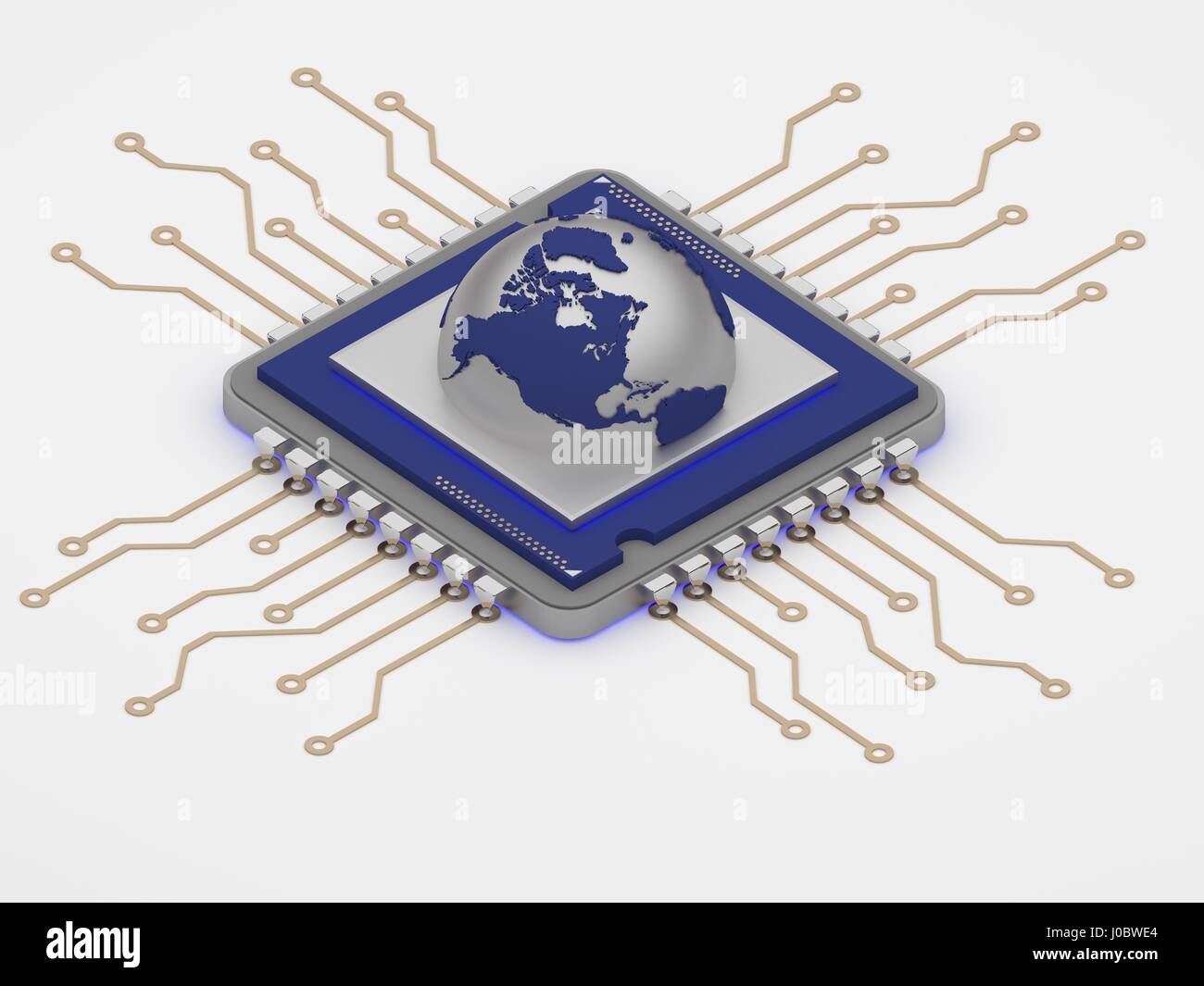 world integrated on technology 3d render Stock Photo - Alamy