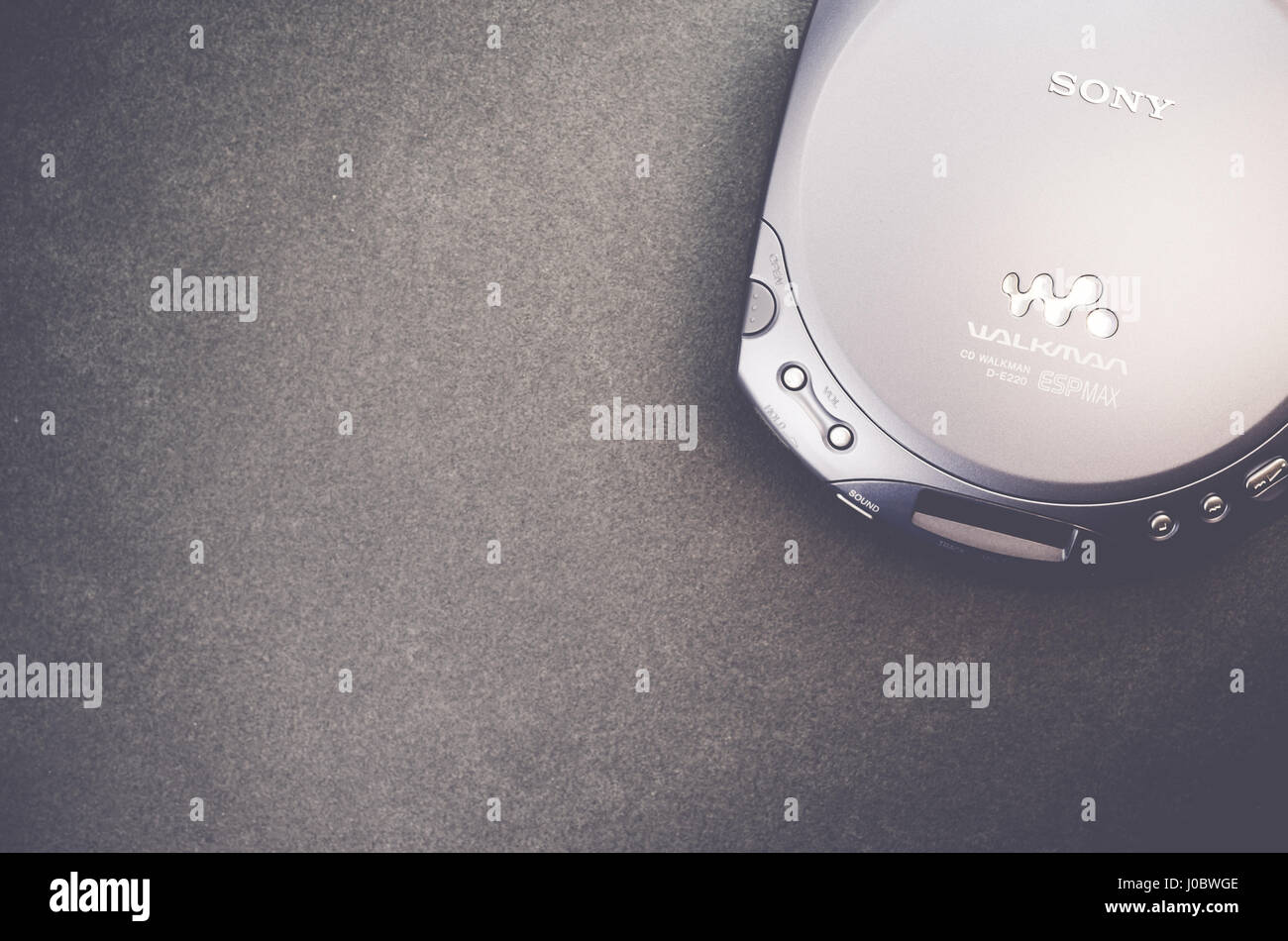 vintage sony brand walkman portable CD player - top perspective Stock ...