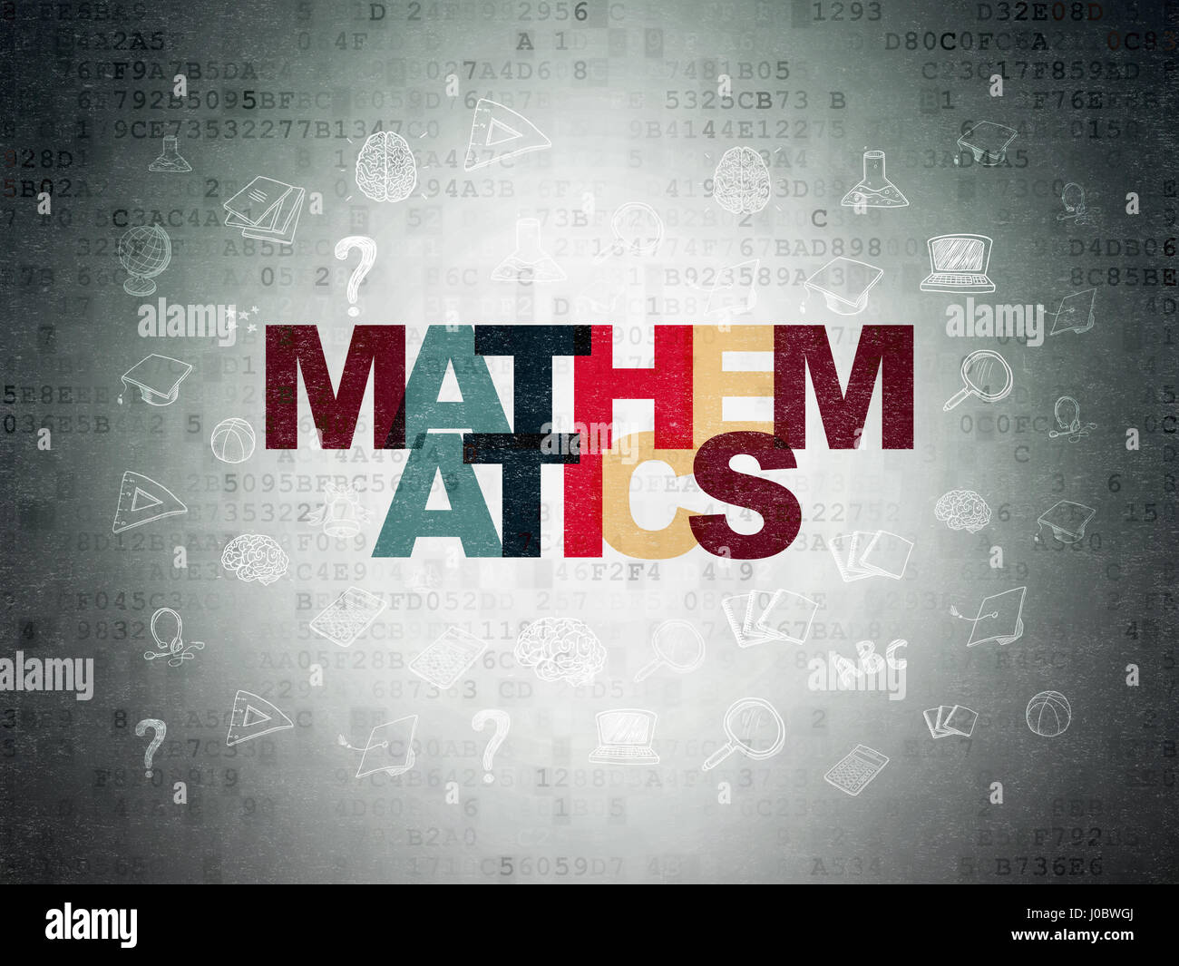 Learning concept: Mathematics on Digital Data Paper background Stock ...