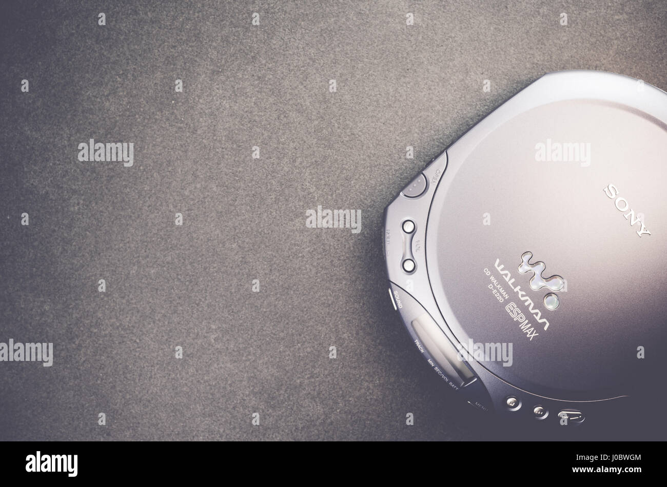 vintage sony brand walkman portable CD player - top perspective Stock ...