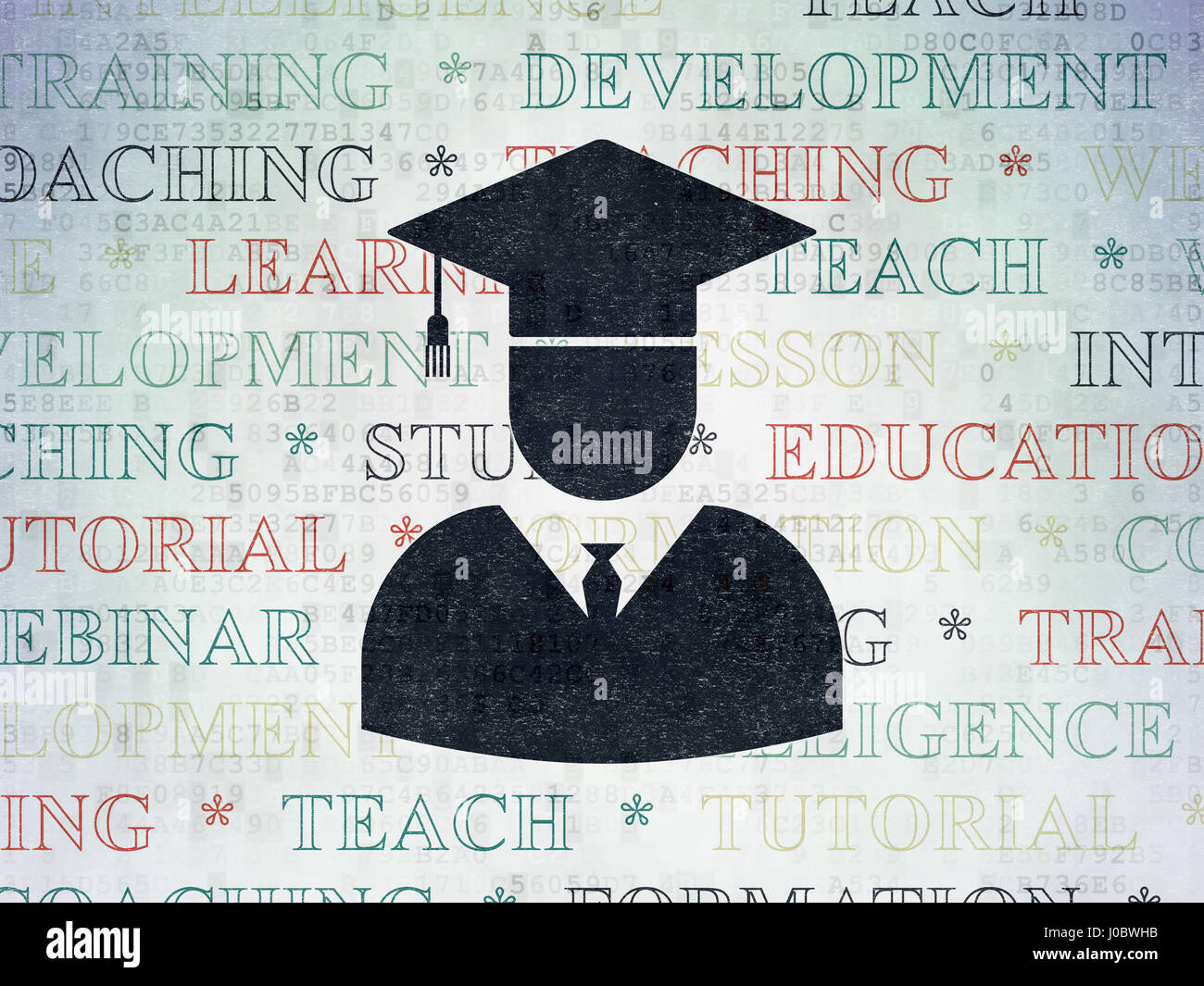 Learning concept: Student on Digital Data Paper background Stock Photo ...