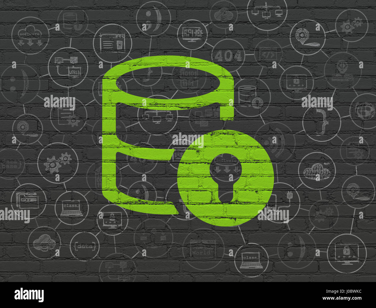 Software concept: Database With Lock on wall background Stock Photo - Alamy