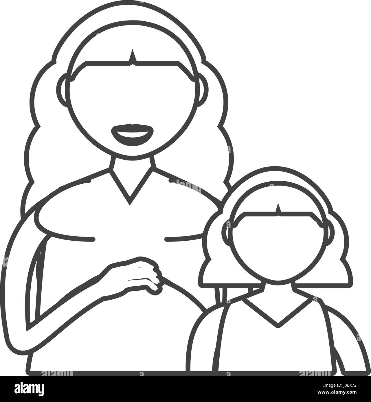 Mother daughter loving outline vector hi-res stock photography and ...