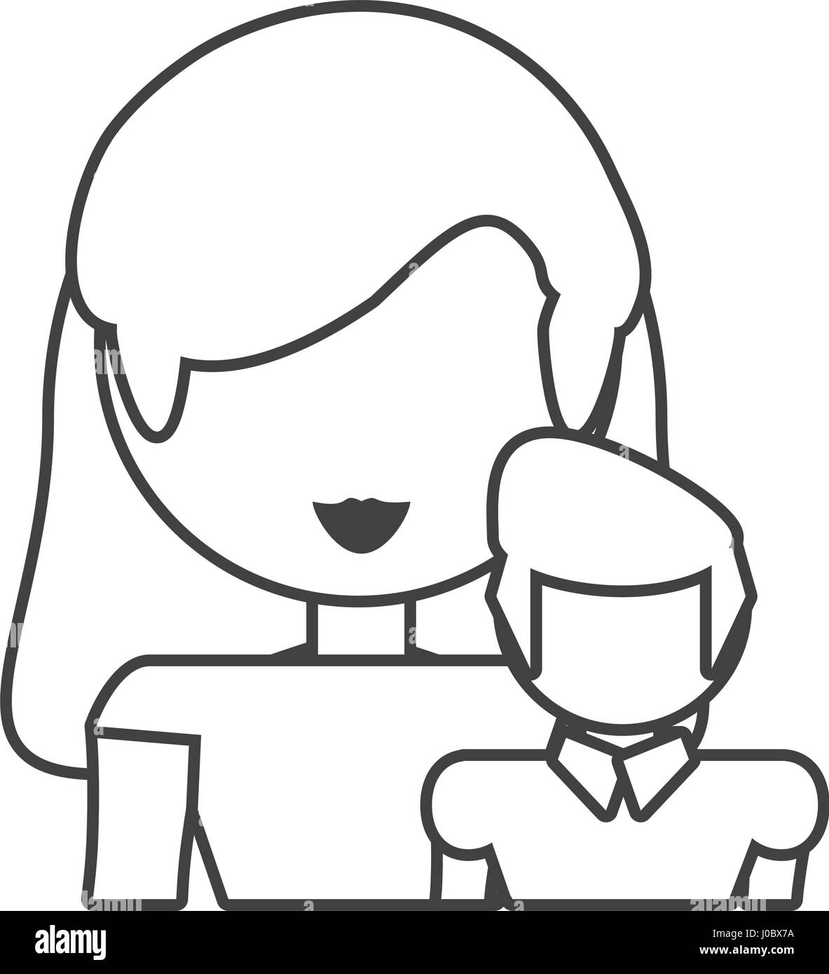 mother with son together outline Stock Vector Image & Art - Alamy