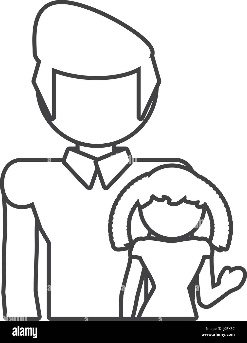 Dad Daughter Family Outline Vector High Resolution Stock Photography ...