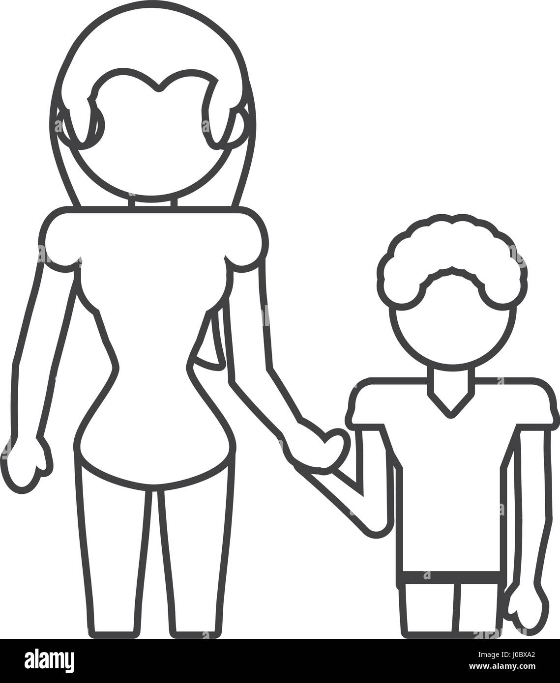 mother with son together outline Stock Vector Image & Art - Alamy