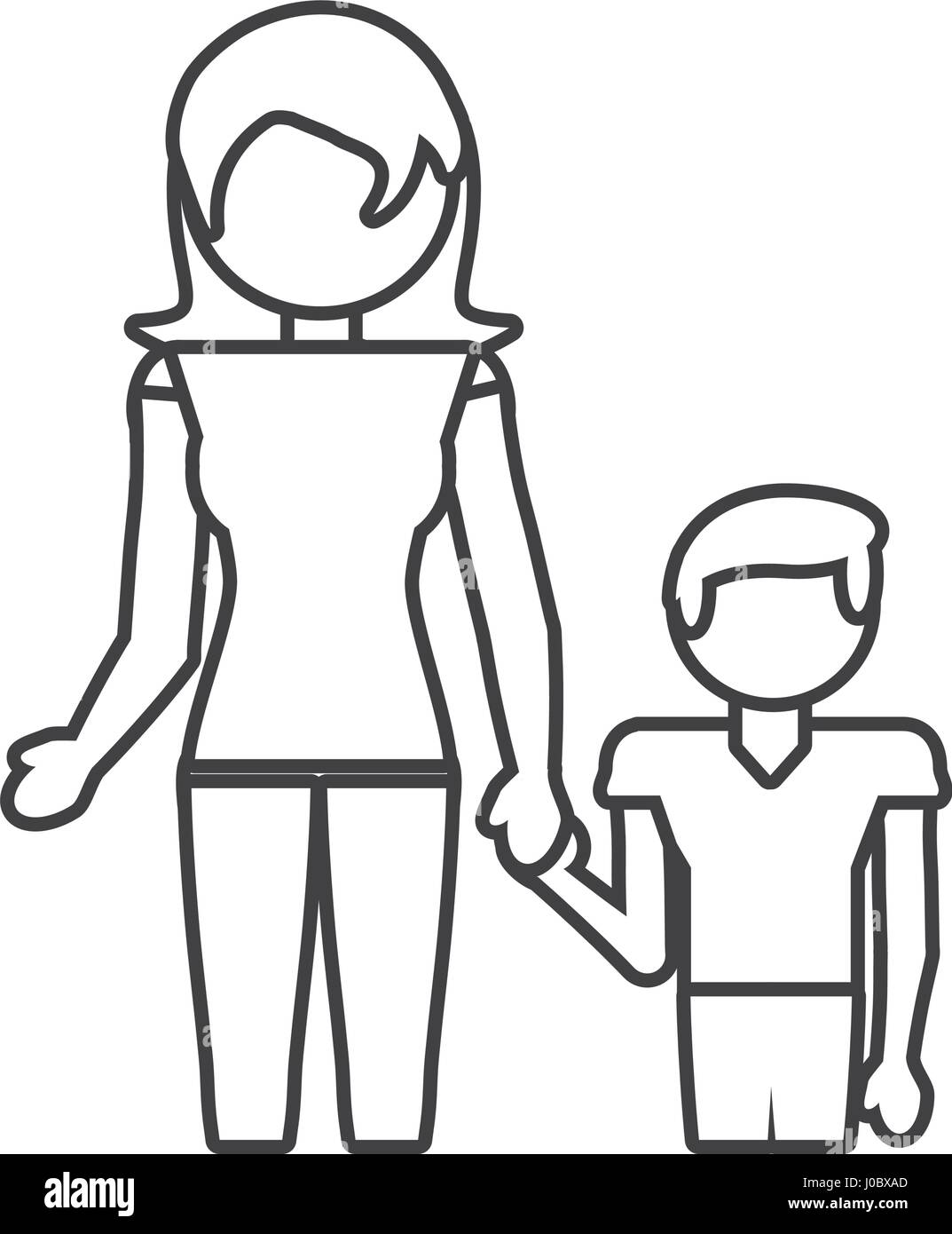 mother with son together outline Stock Vector Image & Art - Alamy