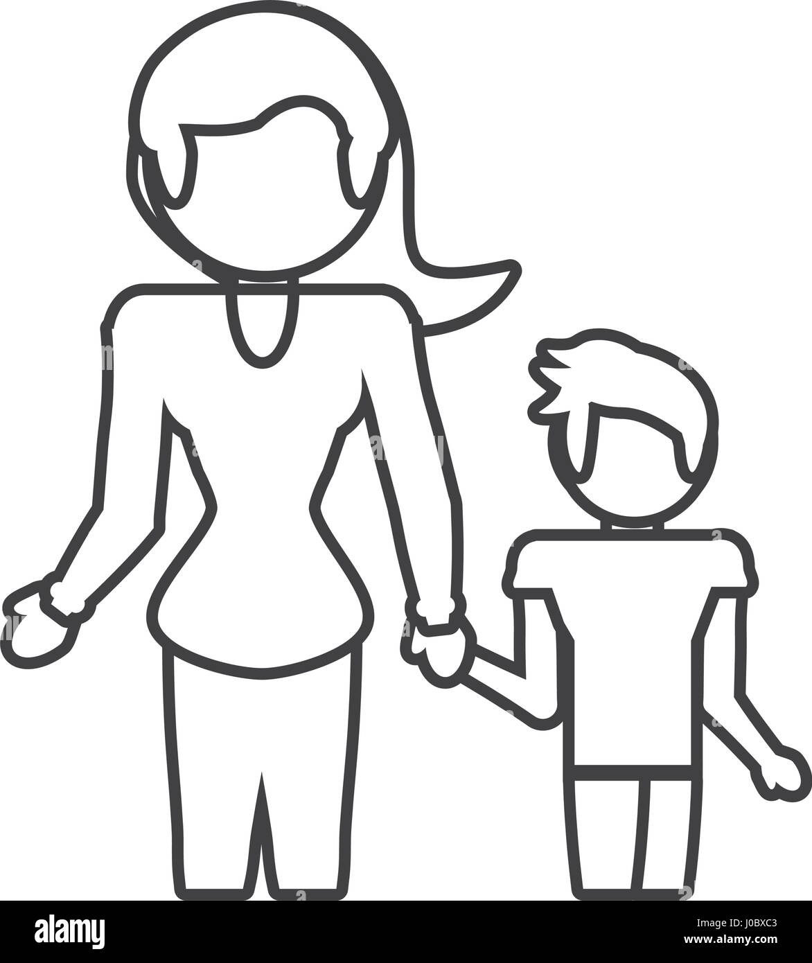 mother with son together outline Stock Vector Image & Art - Alamy