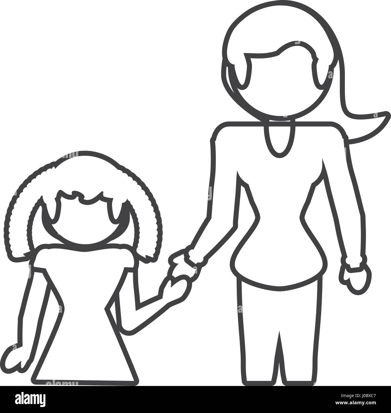 mom with daughter family outline Stock Vector Image & Art - Alamy