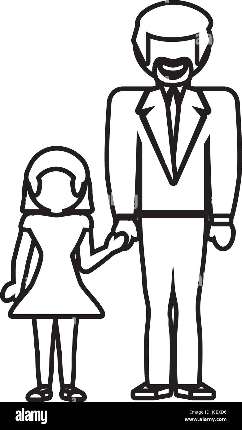 father and girl daughter together outline Stock Vector Image & Art - Alamy