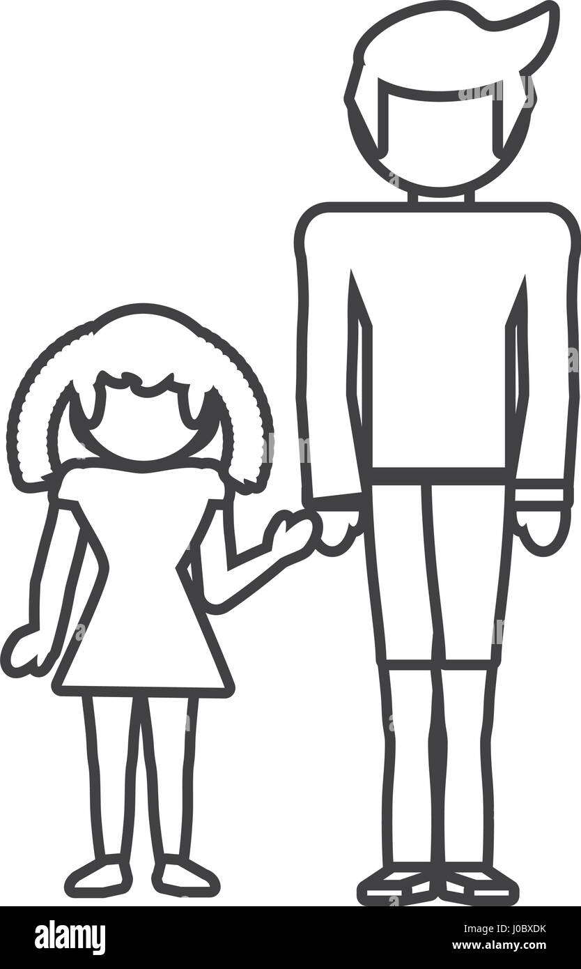 Dad Daughter Family Outline Vector High Resolution Stock Photography ...