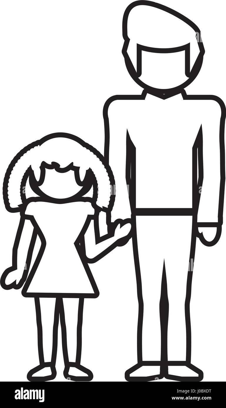 Dad Daughter Family Outline Vector High Resolution Stock Photography ...