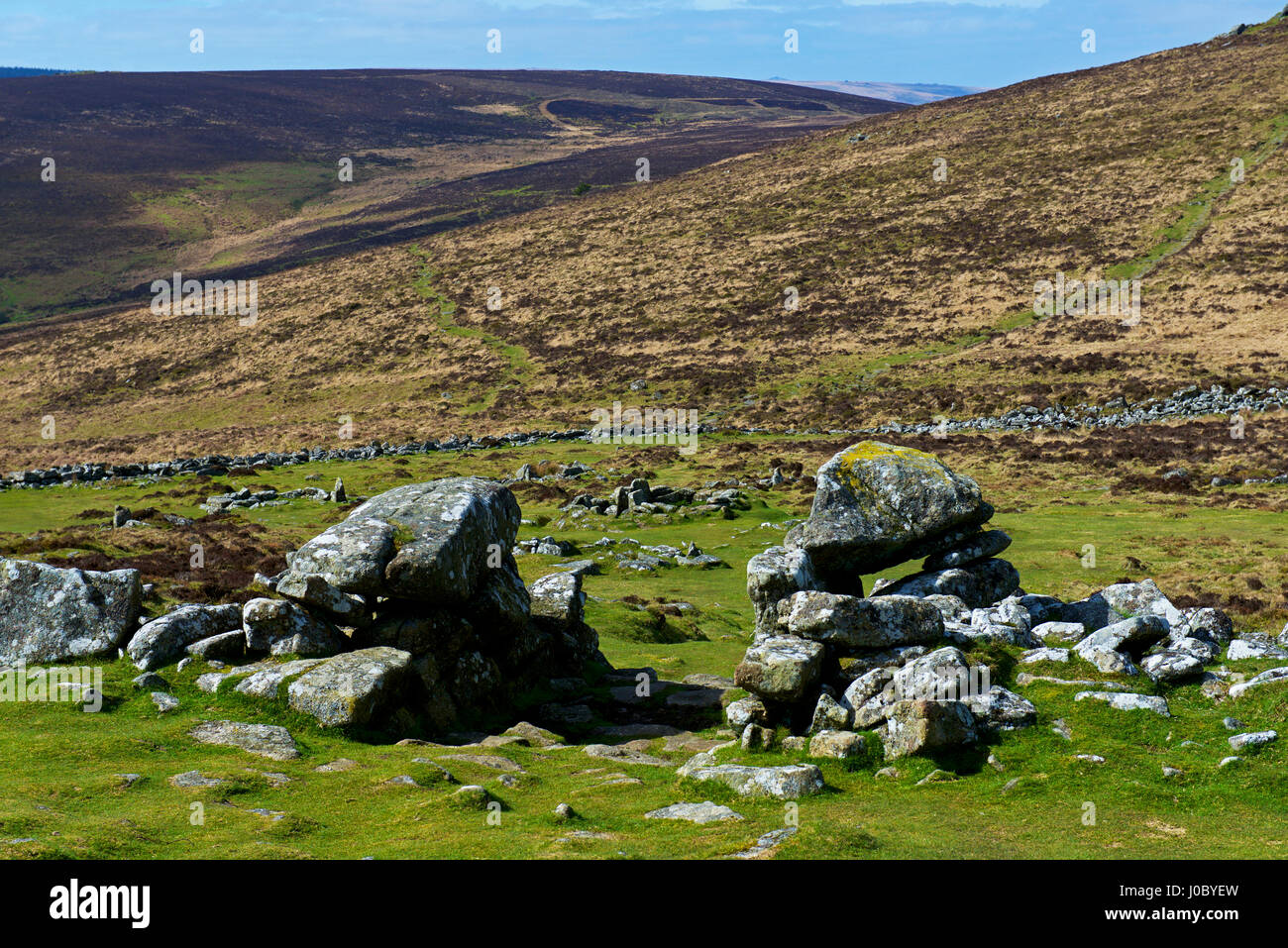 Grimspound, a bronze age settlement in Dartmoor National Park, Devon ...