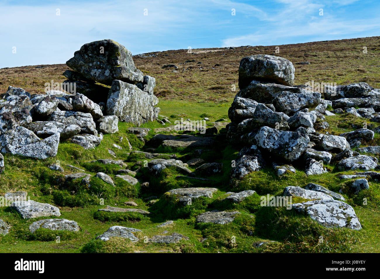Grimspound, a bronze age settlement in Dartmoor National Park, Devon ...