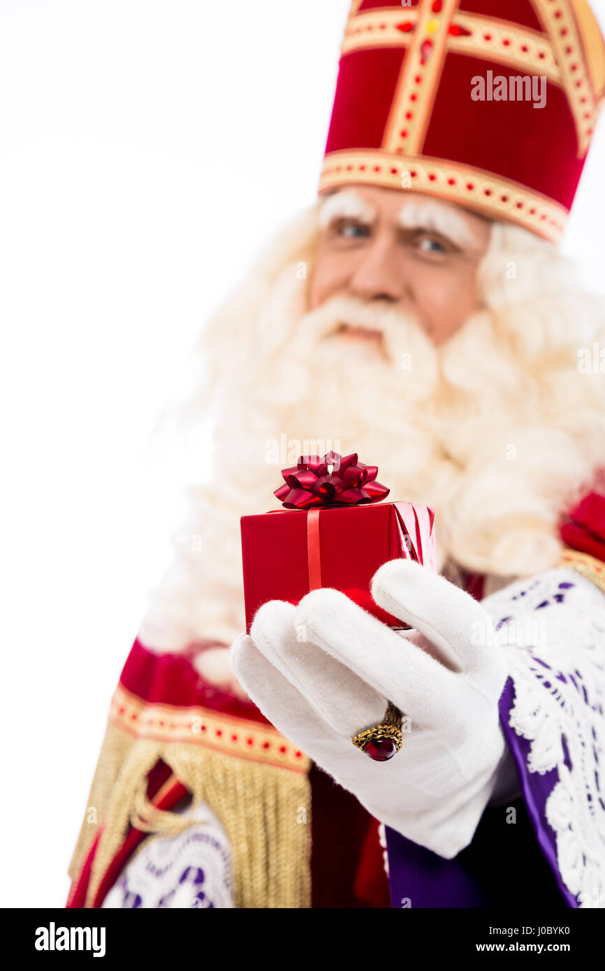 sinterklaas with gift . typical Dutch character part of a traditional ...