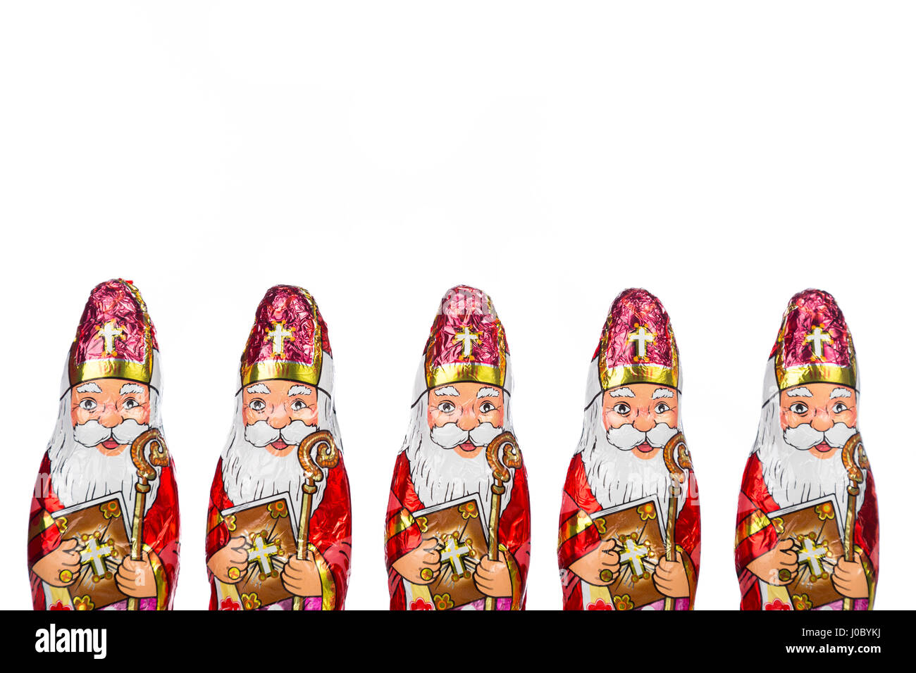 Close up of Sinterklaas. Saint Nicholas chocolate figure of Dutch ...