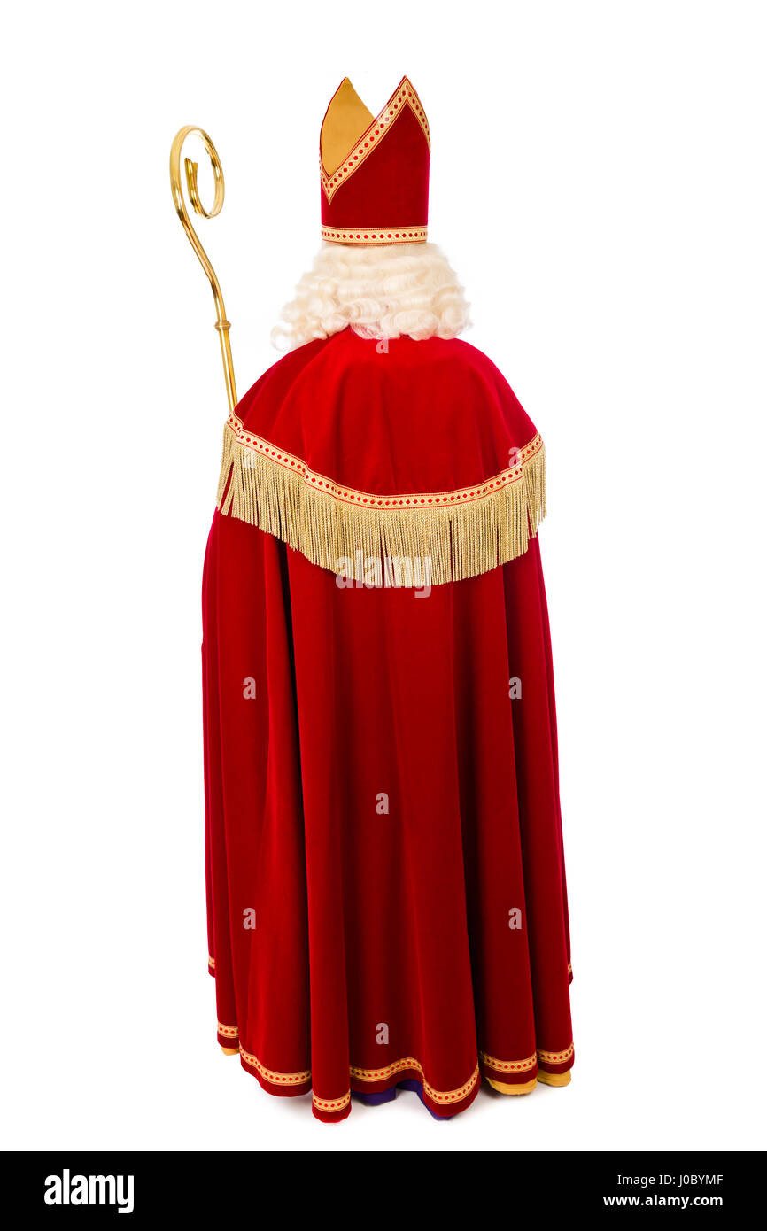 Sinterklaas .Shot of behind.Full length. isolated on white background ...