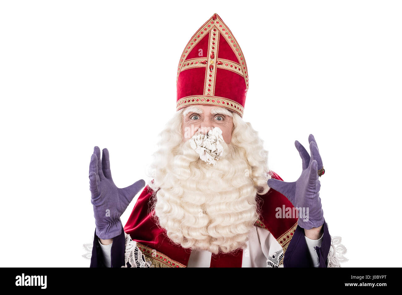 Sinterklaas with paper prop. isolated on white background. Dutch ...