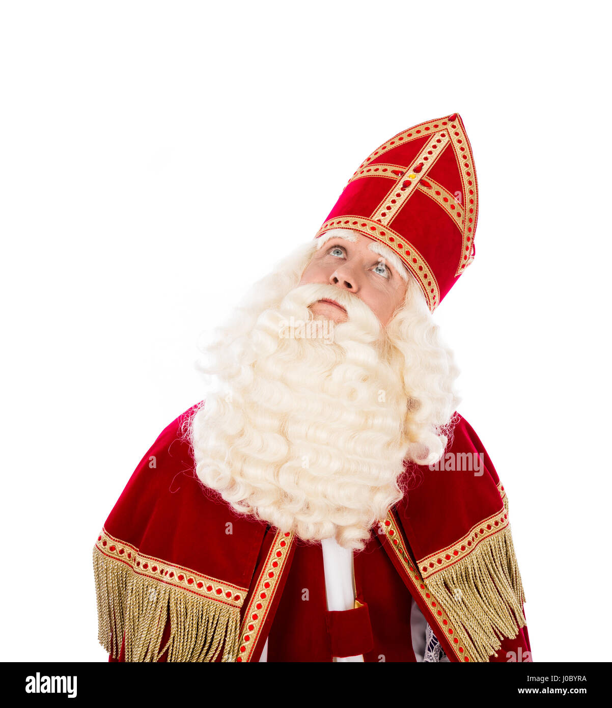 Sinterklaas looking up. isolated on white background. Dutch character ...