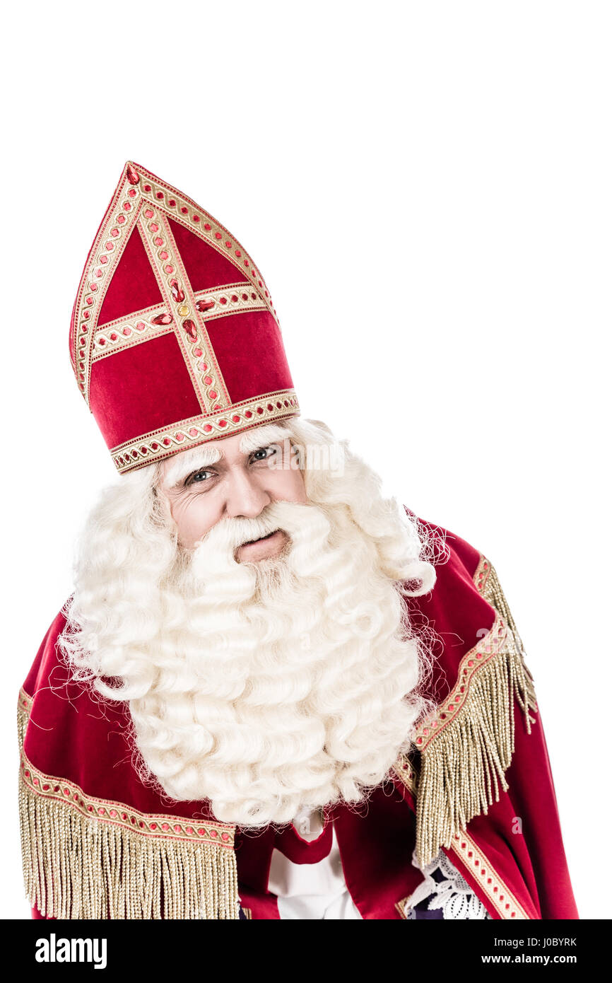 Sinterklaas portrait.Old vintage look. isolated white background. Dutch ...