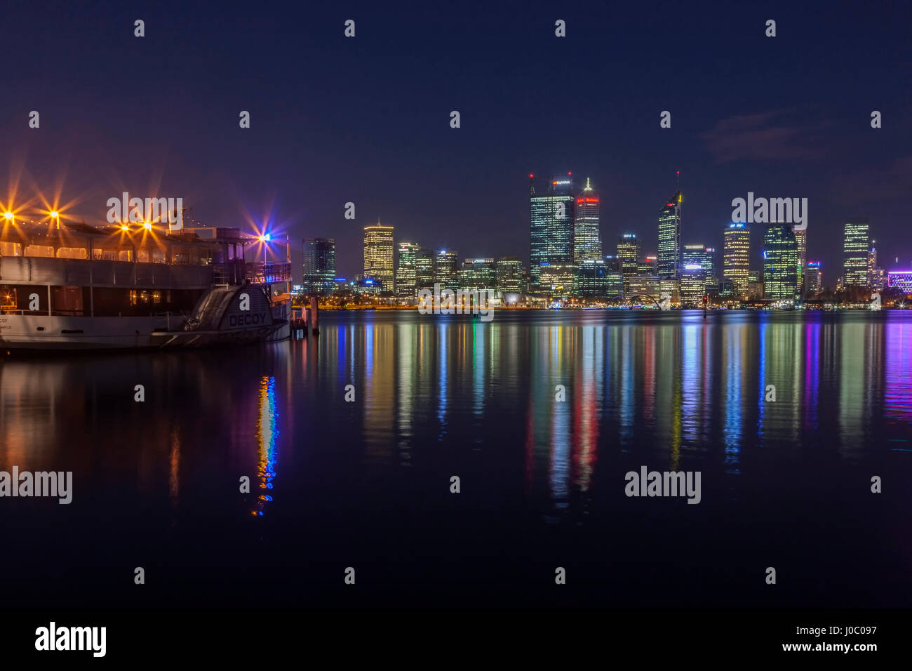 Skyline of Perth City at night, West Australia Stock Photo - Alamy