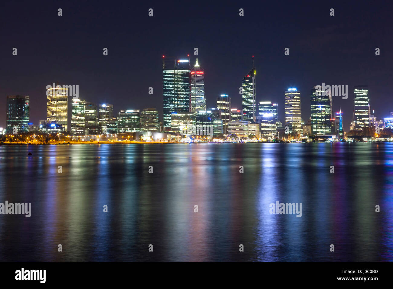 Skyline of Perth City at night, West Australia Stock Photo - Alamy