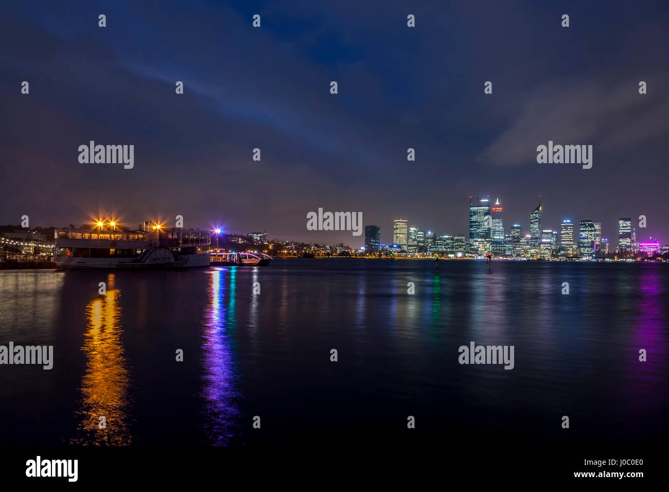 Skyline of Perth City at night, viewed from the south side. West ...