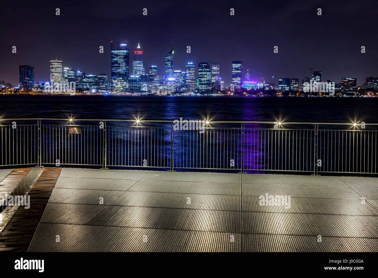 Skyline of Perth City at night, viewed from the south side. West ...