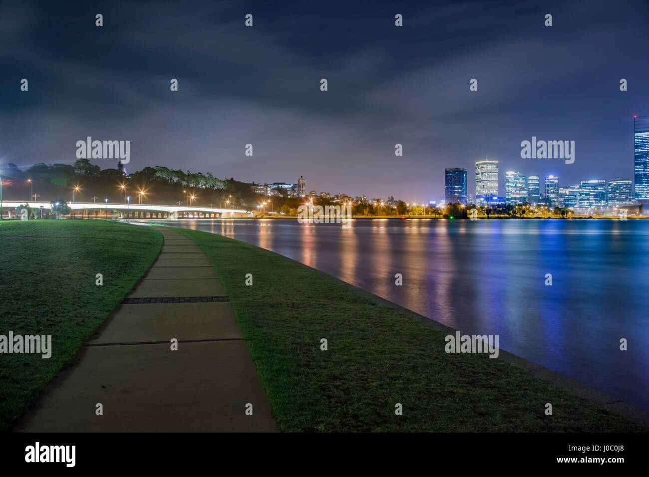 Skyline of Perth City at night, viewed from the south side. West ...