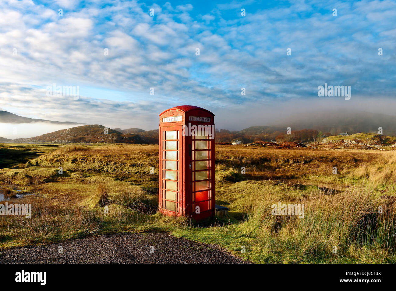 Scottish landscape the red telephone box hi-res stock photography and ...
