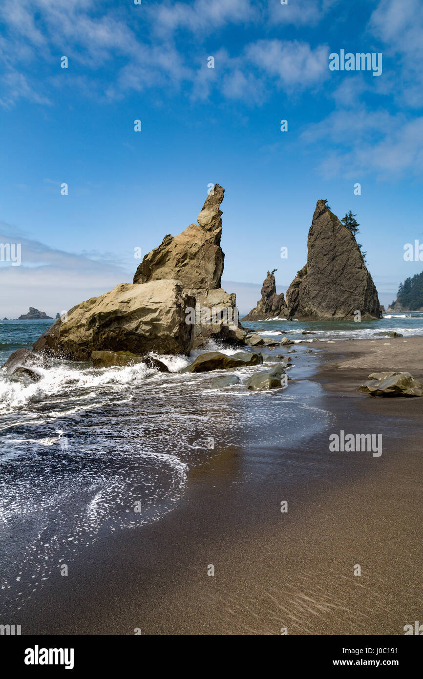 Dramatic sea stacks on Rialto Beach in the Olympic National Park ...