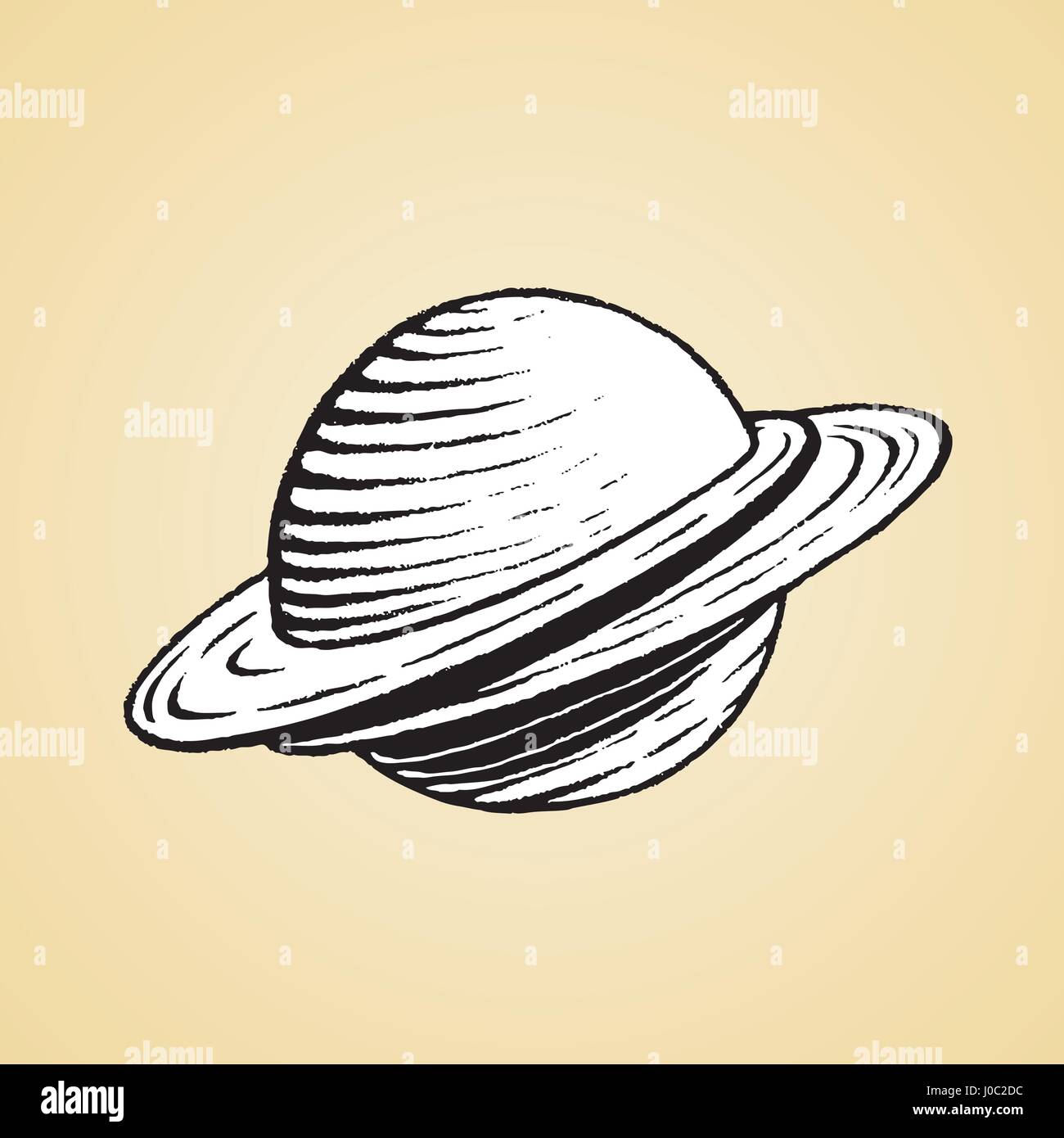 Vector Illustration of a Scratchboard Style Ink Drawing of a Saturn ...