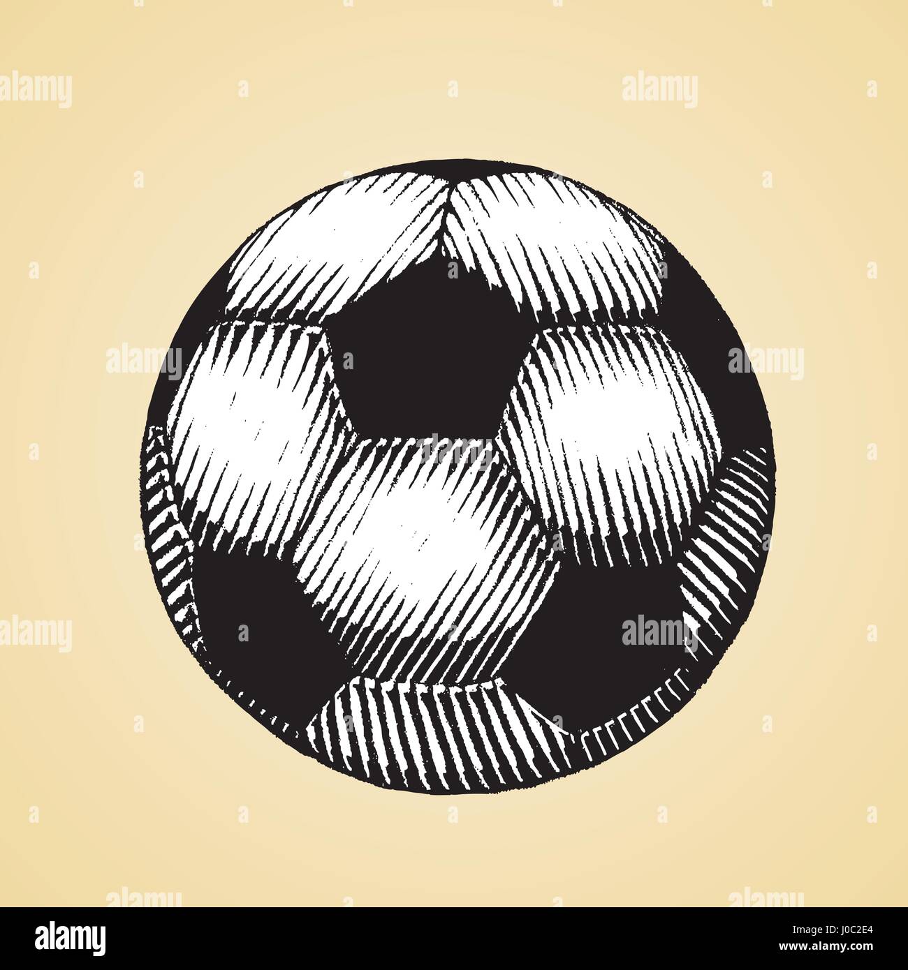 Vector Illustration of a Scratchboard Style Ink Drawing of a Soccer and ...