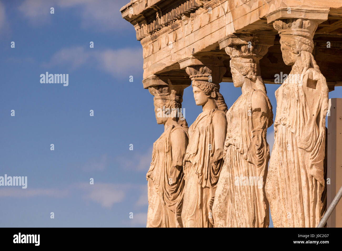 Karyatides at the Erechtheion of the Parthenon in Athens (Greece Stock ...
