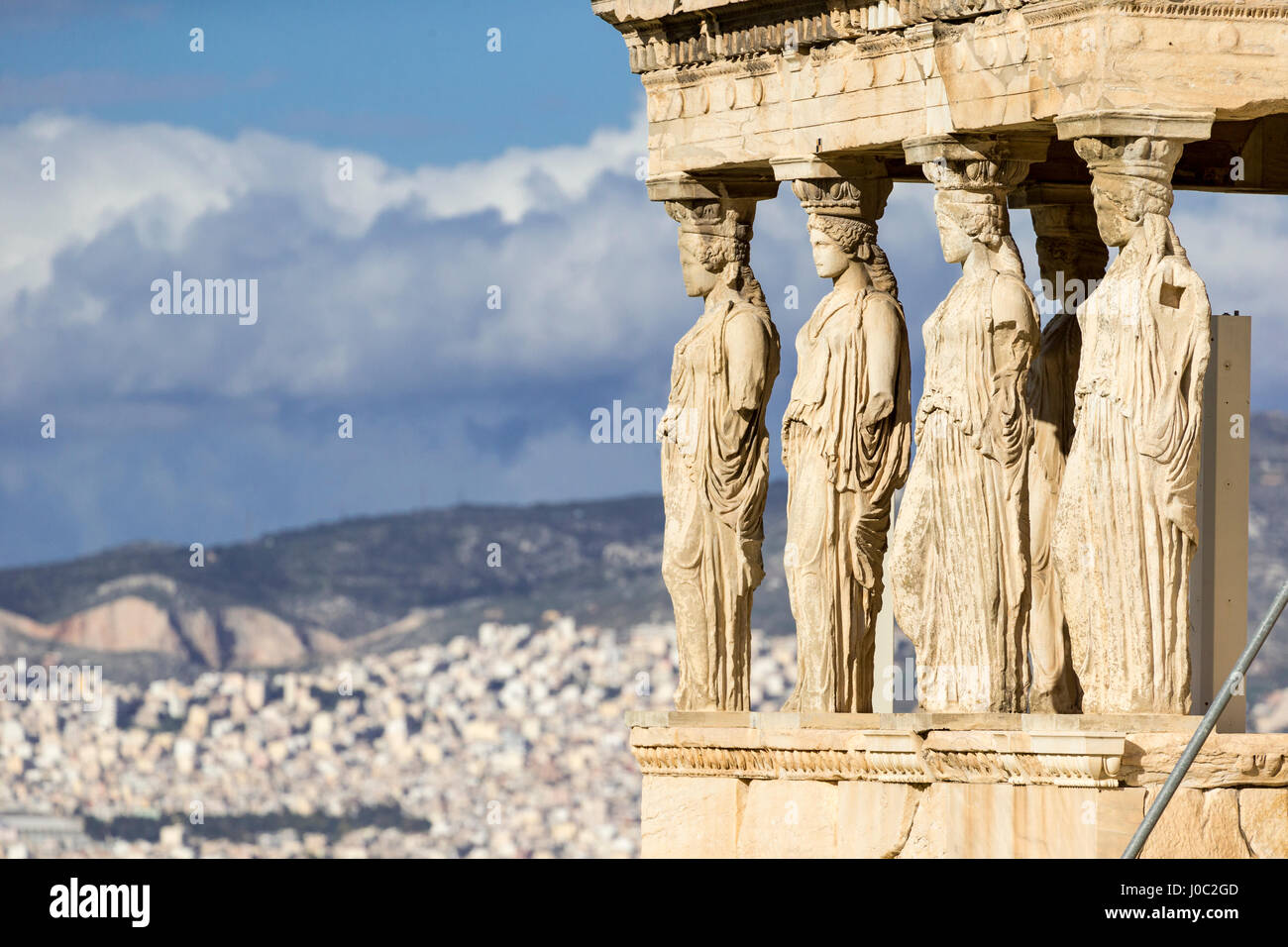 Karyatides at the Erechtheion of the Parthenon in Athens (Greece Stock ...
