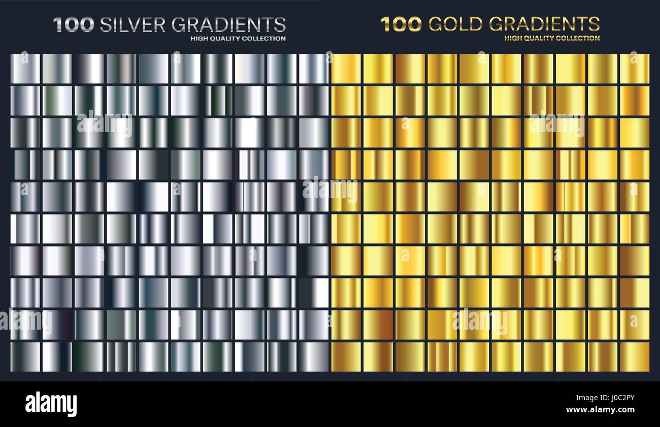 Gold,silver gradient,pattern,template.Set of colors for design ...