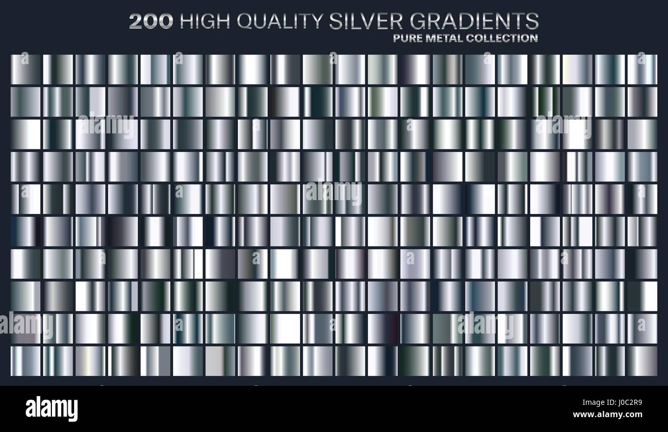 Silver gradient,pattern,template.Set of colors for design,collection of ...