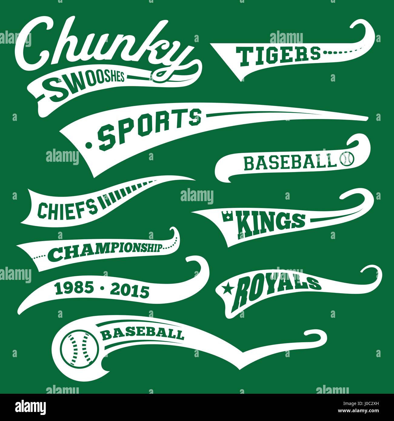 Vector Swooshes, Swishes, Whooshes, and Swashes for Typography on Retro ...