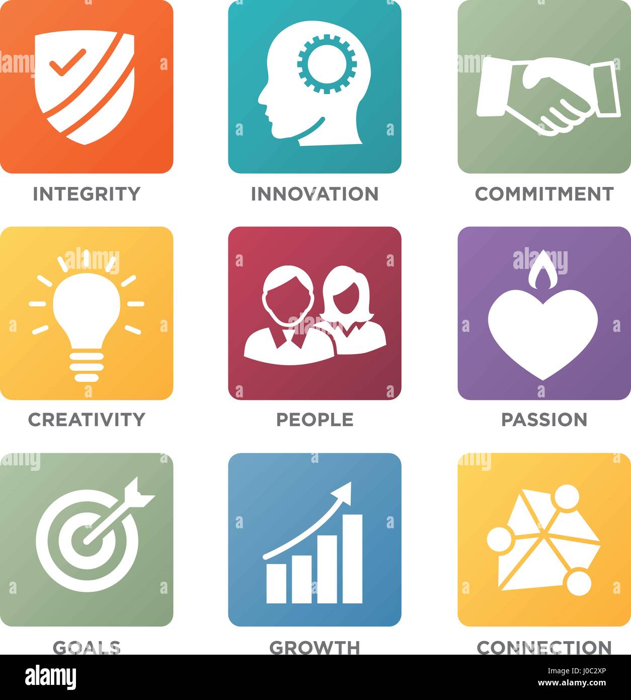 Company Core Values Solid Icons for Websites or Infographics Stock ...