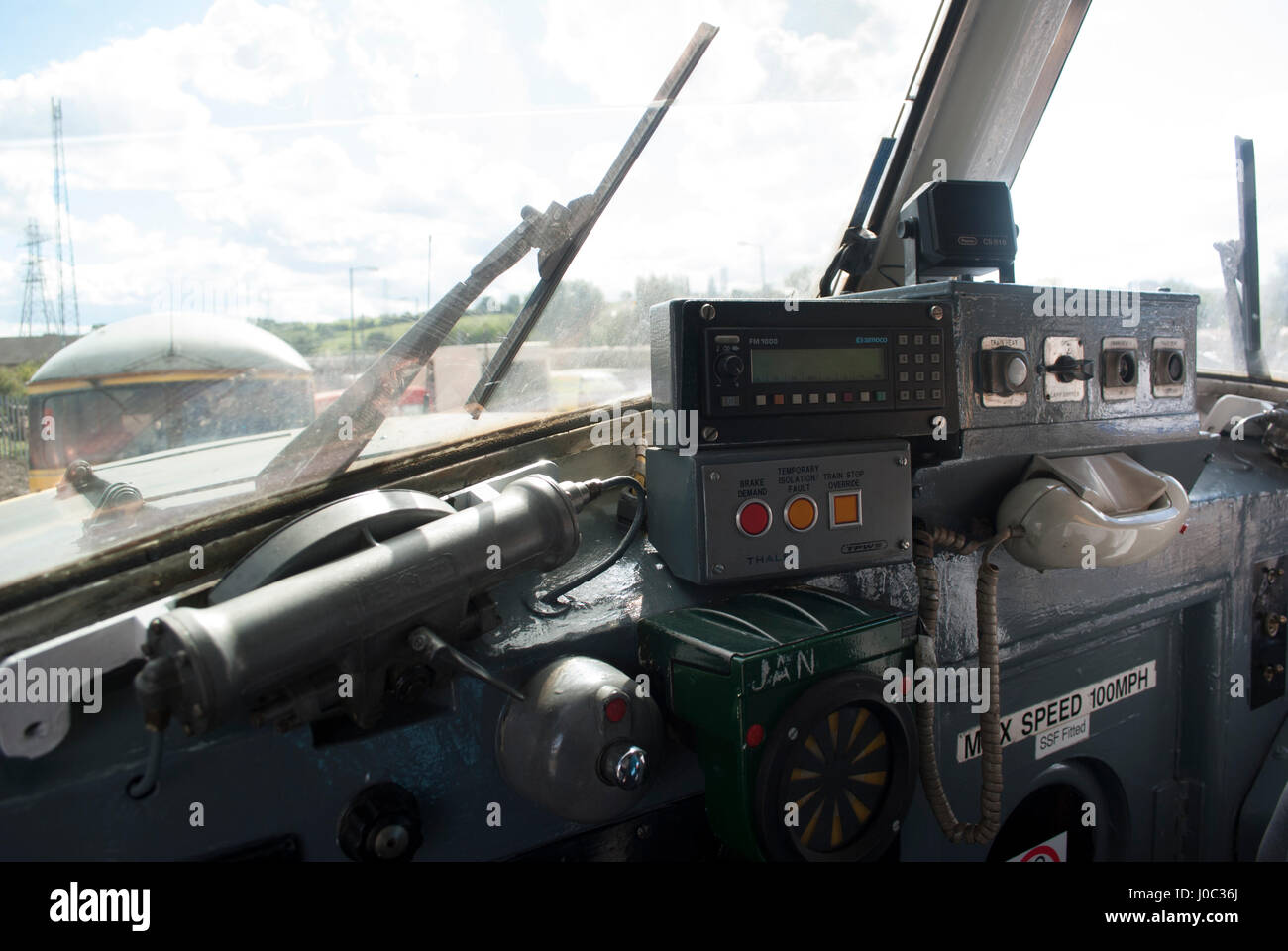 Inside the cab of a an old British Rail Class 55 Deltic diesel train ...
