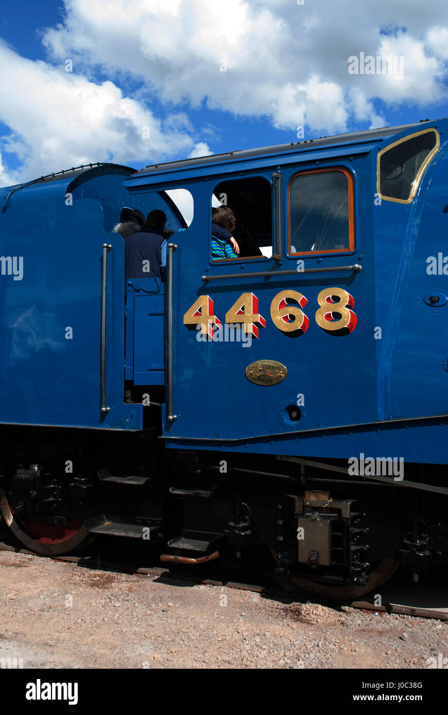 Cab of Mallard steam train Stock Photo - Alamy