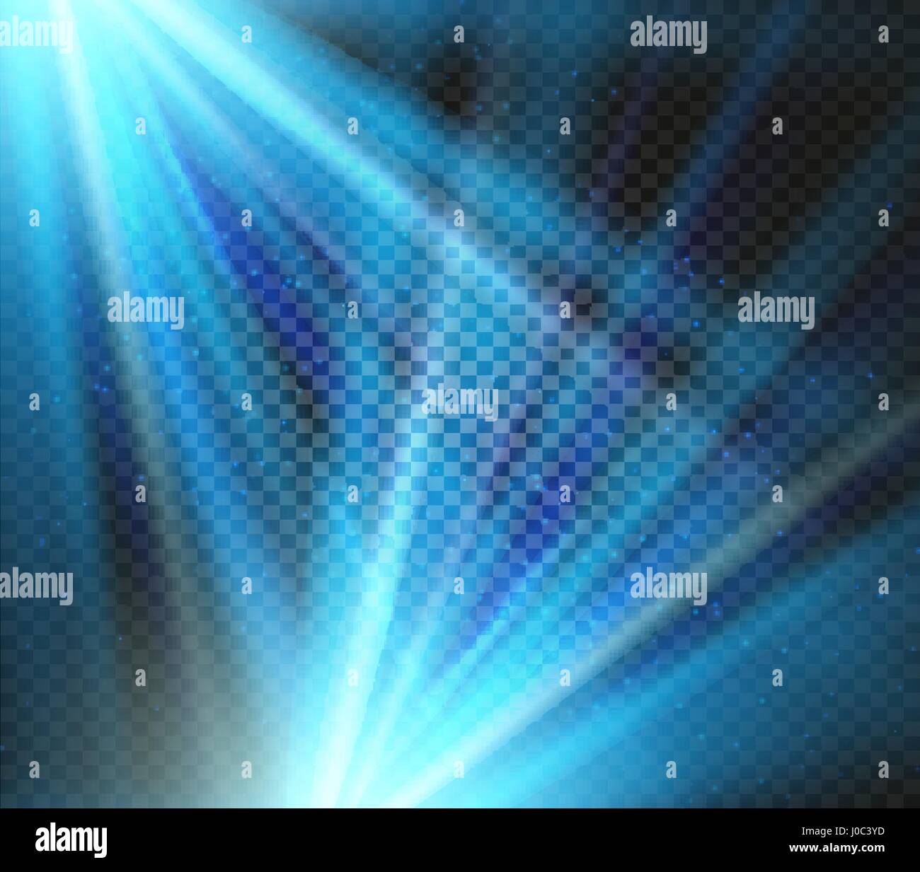 Shining vector blue color light effects, glowing beams on checkered ...