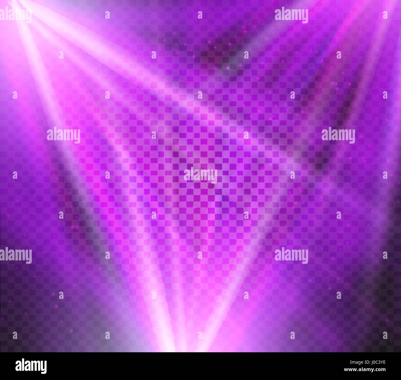 Shining vector purple color light effects, glowing beams on checkered ...