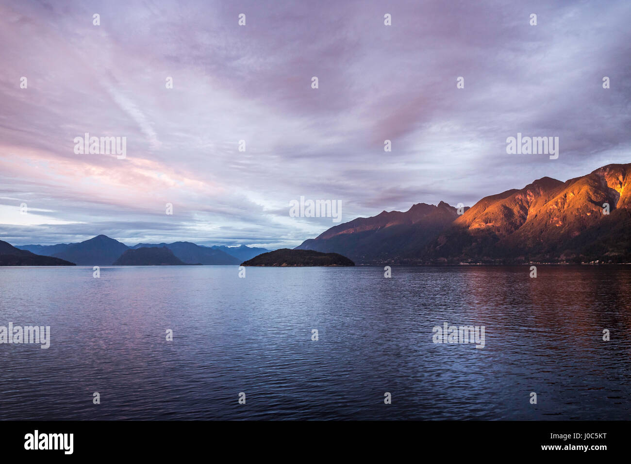 Howe Sound Bay, viewed from ferry, Squamish, British Columbia, Canada ...