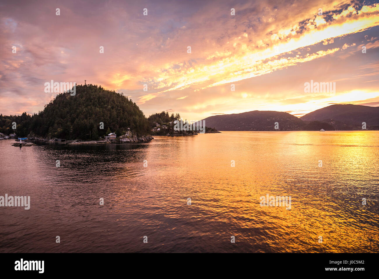 Howe Sound Bay, viewed from ferry, Squamish, British Columbia, Canada ...