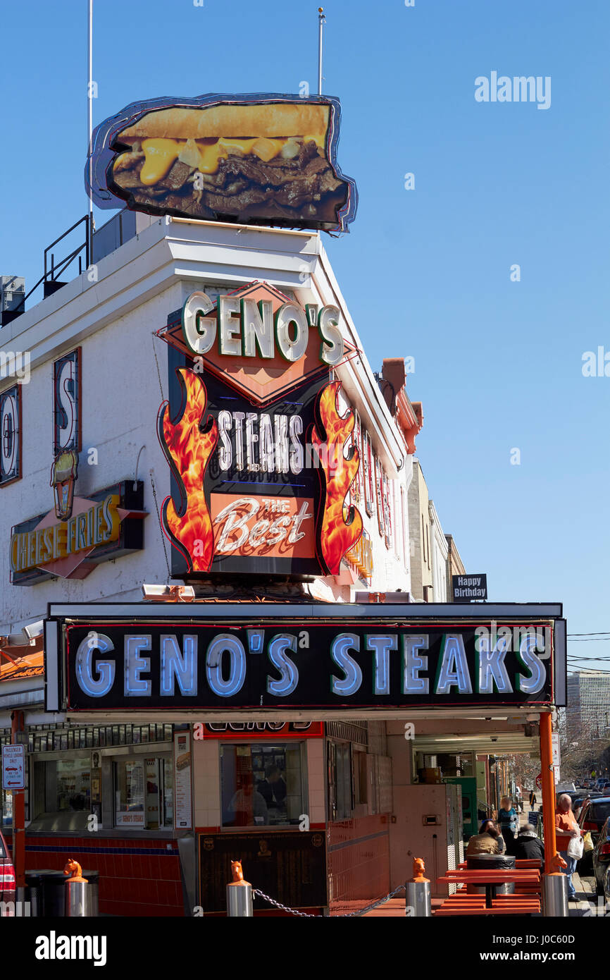 Geno's Steaks, a famous snack bar/restaurant in Philadelphia's Italian ...
