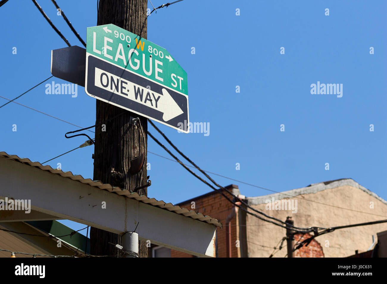League Street and one way street signs, Philadelphia, Pennsylvania, USA ...