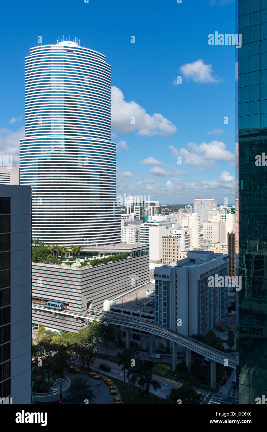 The Miami Tower, Knight Center Monorail Station, Miami, USA Stock Photo ...