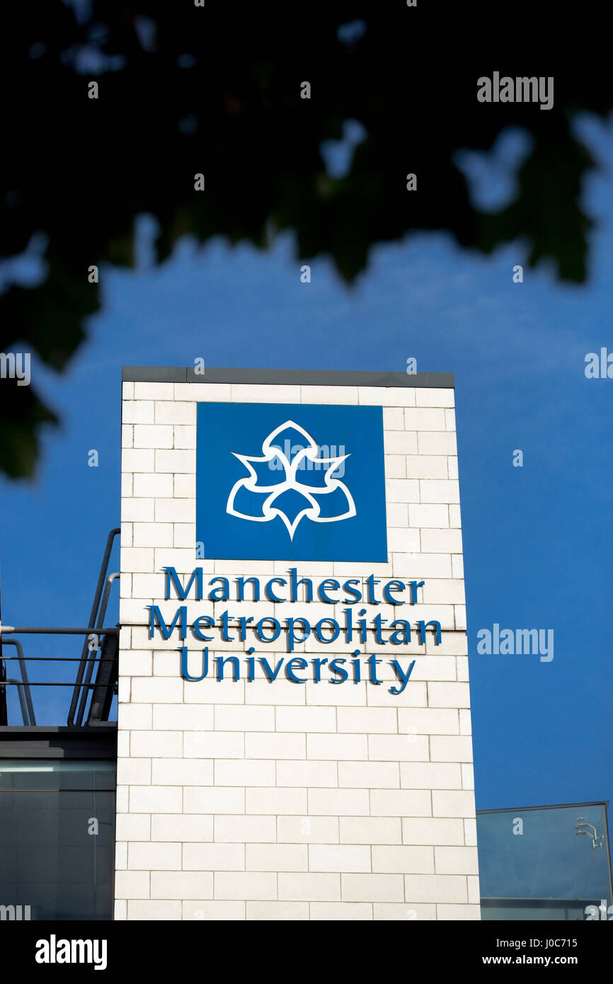 Manchester Metropolitan University Sign and Branding Stock Photo - Alamy